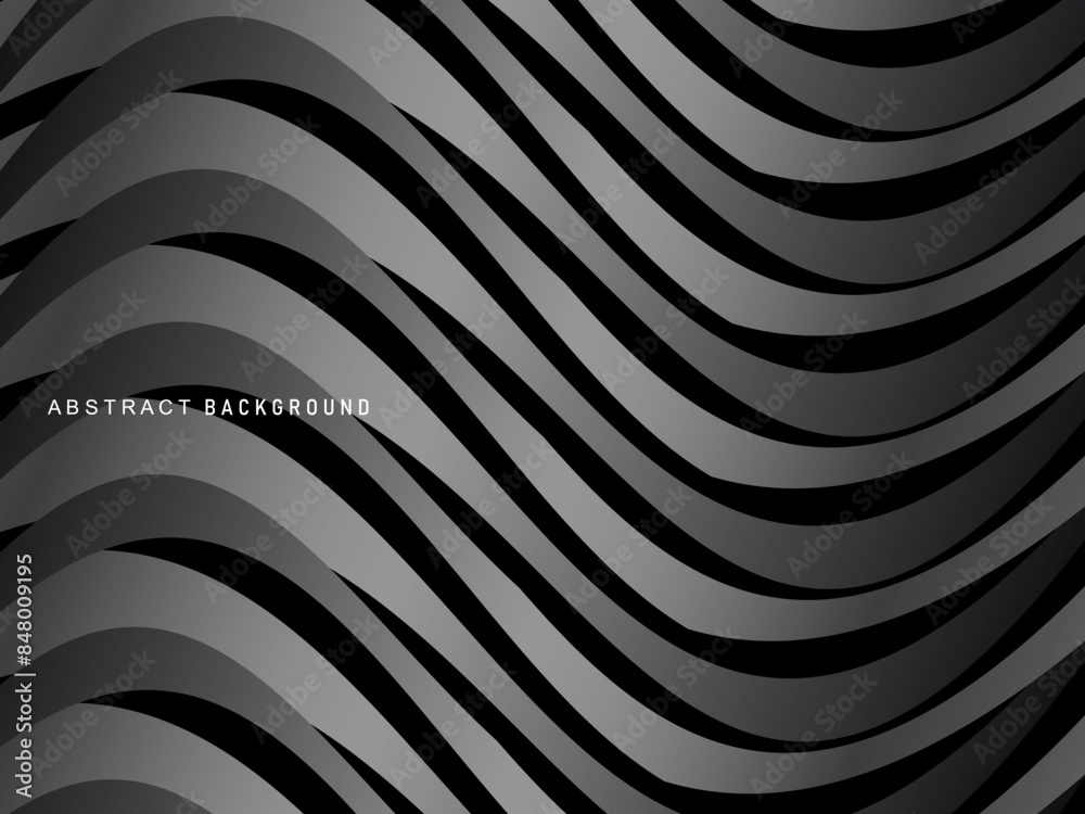 Abstract futuristic dark black background with wave design. Realistic ...