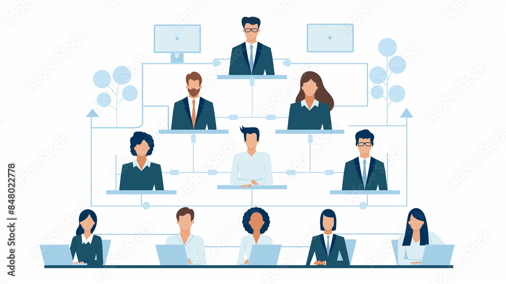 Business concept. Chart of business organization structure and roles ...