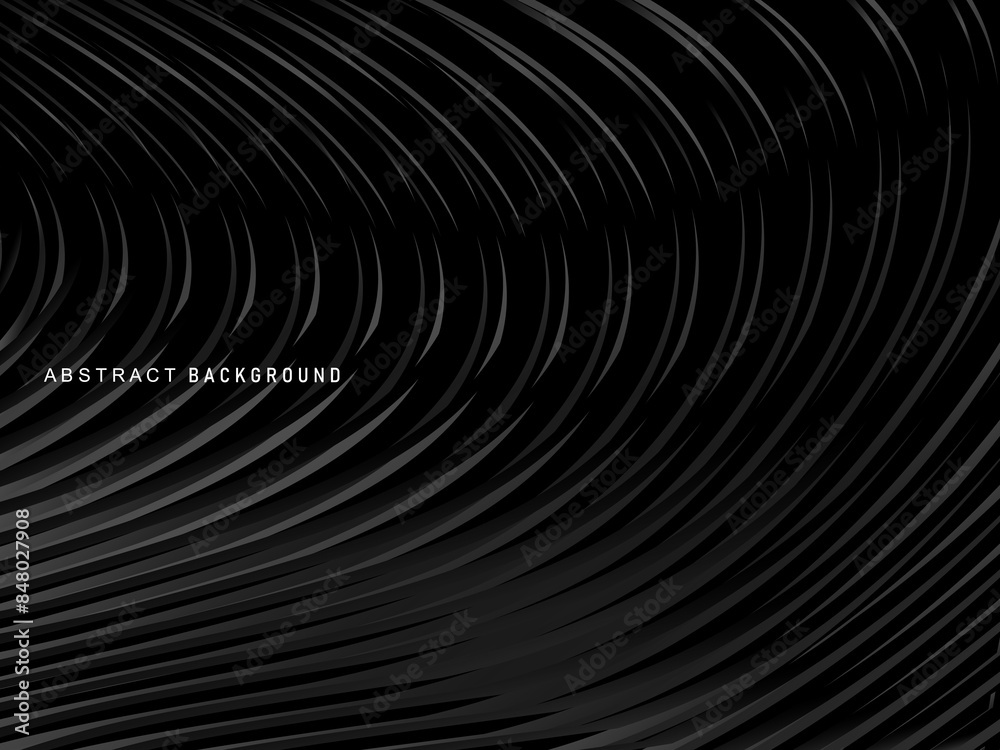 Abstract futuristic dark black background with wave design. Realistic ...