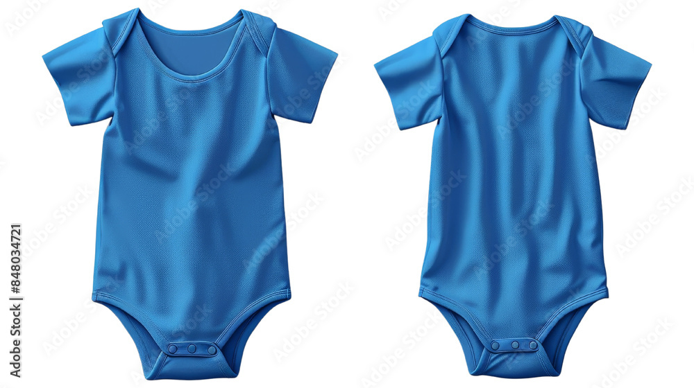 Front and back view of a blue baby onesie featuring cute ruffled ...