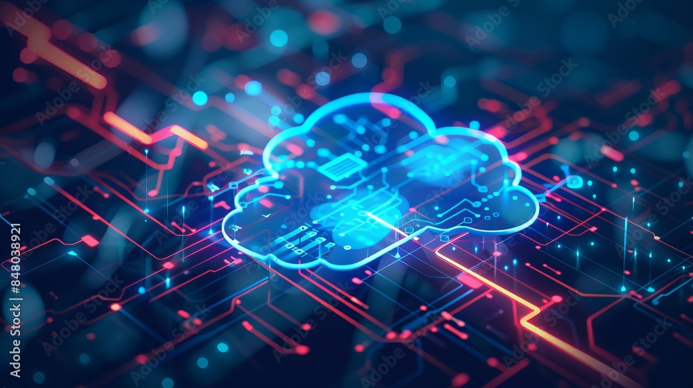 Cloud architecture platform conceptual illustration depicting internet ...