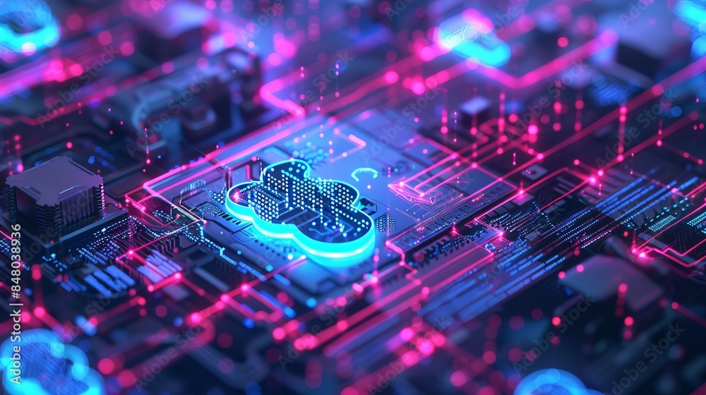 Cloud architecture platform conceptual illustration depicting internet ...