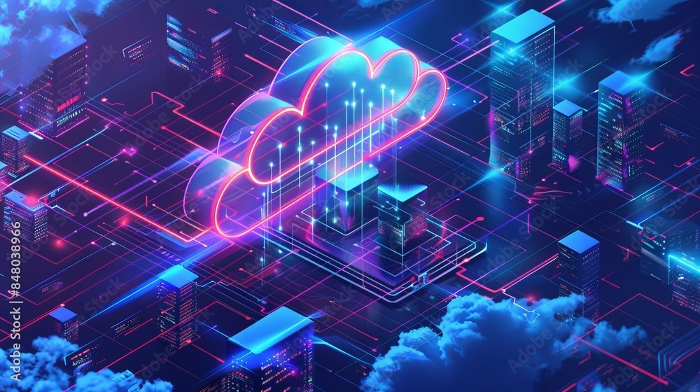 Cloud architecture platform conceptual illustration depicting internet ...