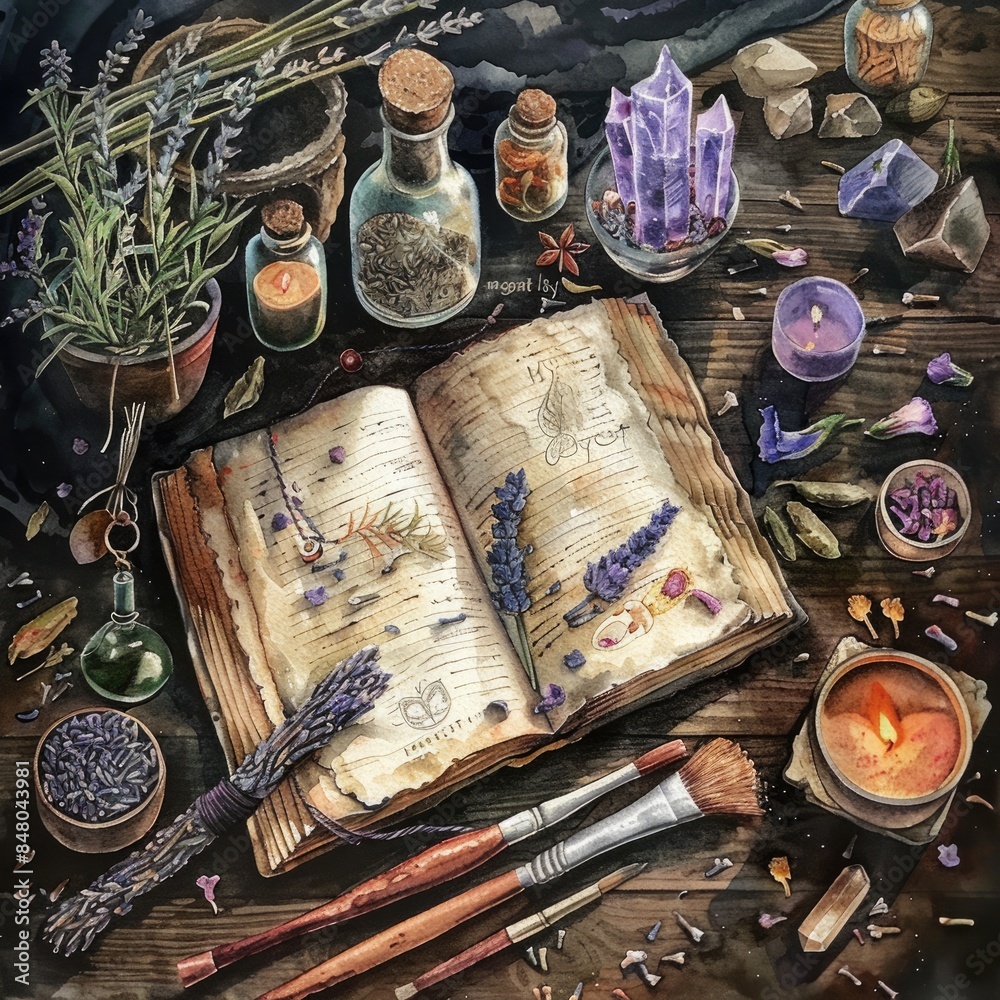 Mystic Illustration of Esoteric Ritual with Occult Symbols and ...