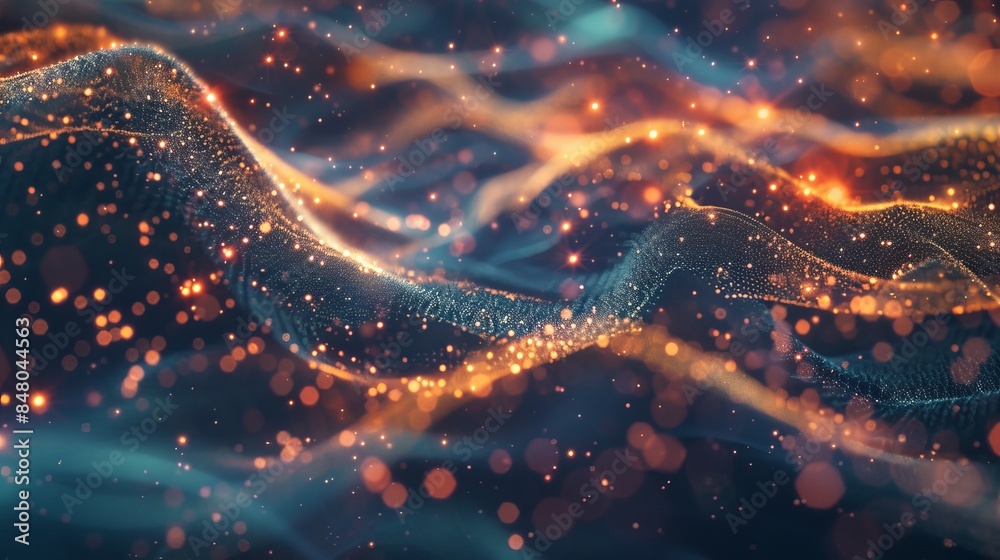 4k abstract particle wave background futuristic technology motion ...