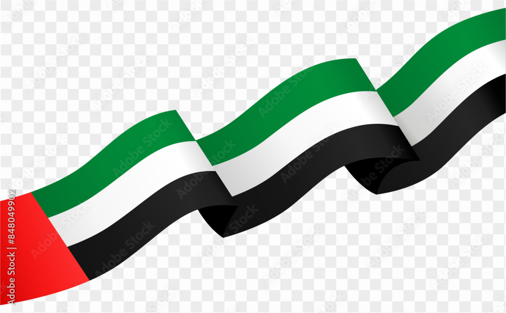 United Arab Emirates or UAE flag wave isolated on png or transparent ...