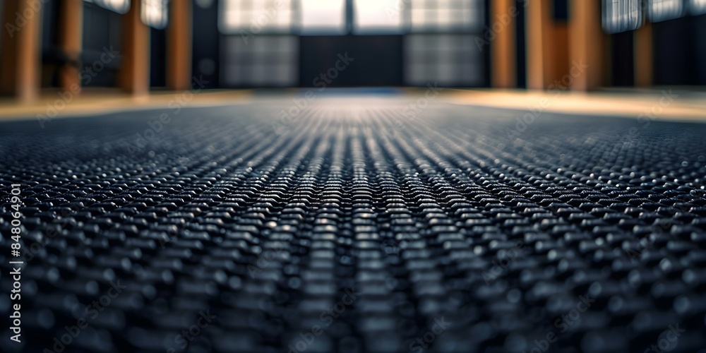 Detailed image of black tatami mat in a gym setting. Concept ...