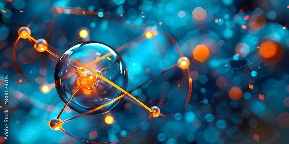 Surreal Educational Backdrop Focusing On Atomic Structure Electrons And