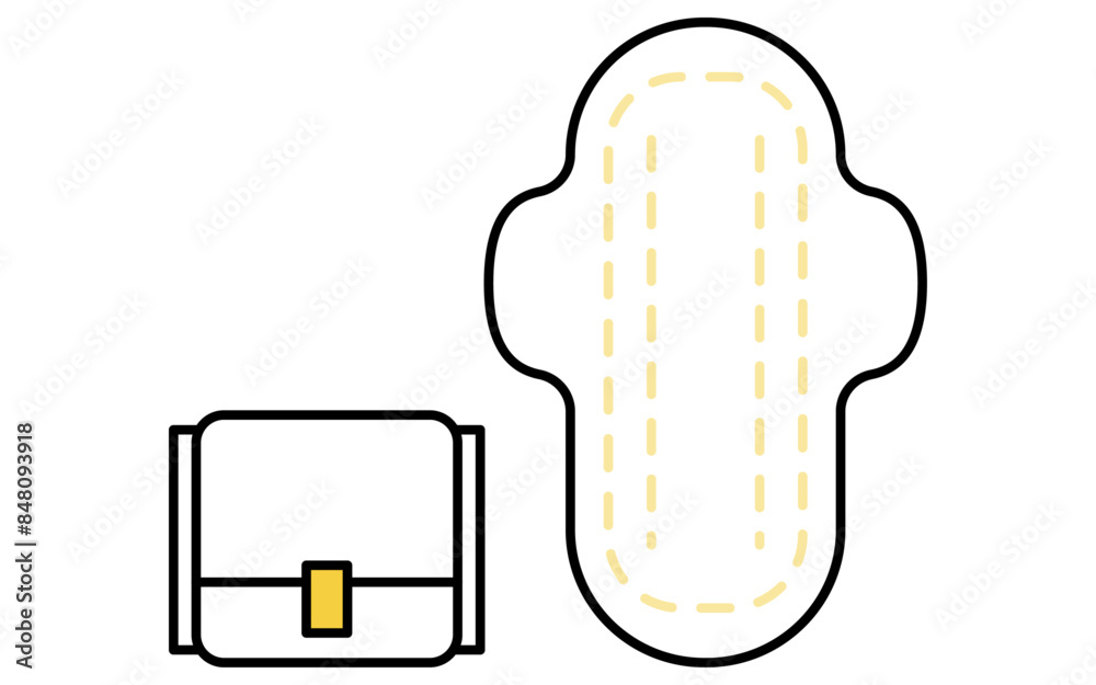 Simple line drawing icon of emergency kit, sanitary napkin Stock Vector ...