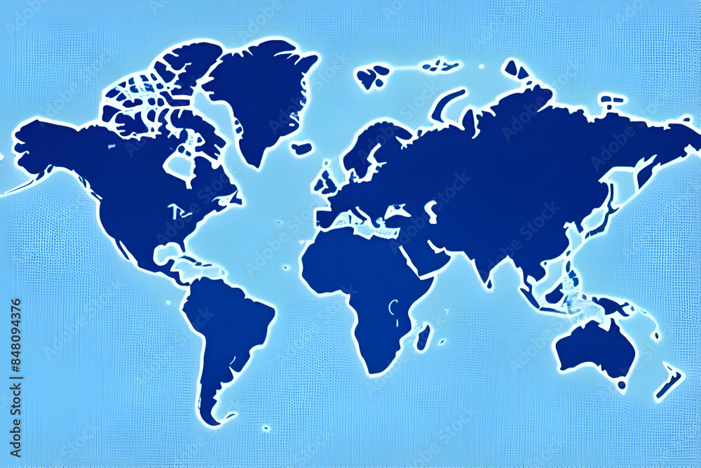 Black halftone dotted blue gradient world map. Vector illustration ...
