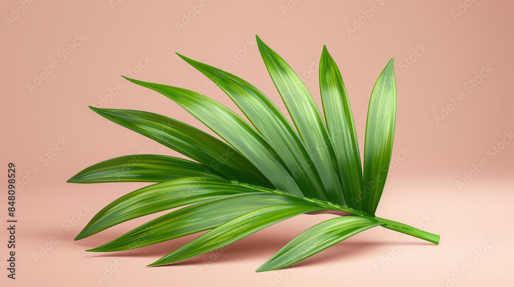A single pandanus leaf rendered in 3D, showcasing its vibrant green ...