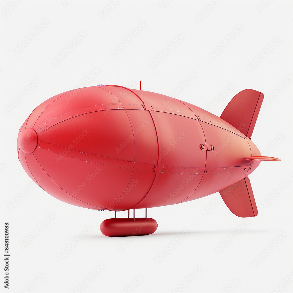 Vibrant Red Blimp Soaring in Clear Blue Sky with White Clouds ...