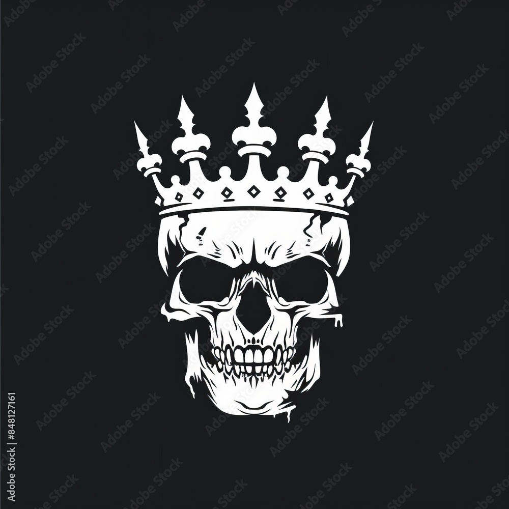 Simplistic gang emblem of a skull wearing a crown, simplistic, british ...