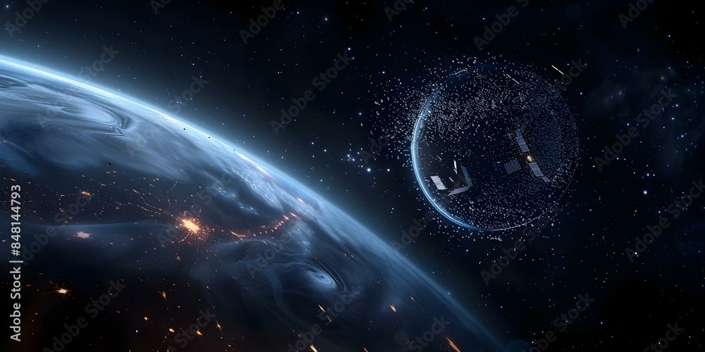 Satellites and space debris orbit Earth shaping the orbital environment ...