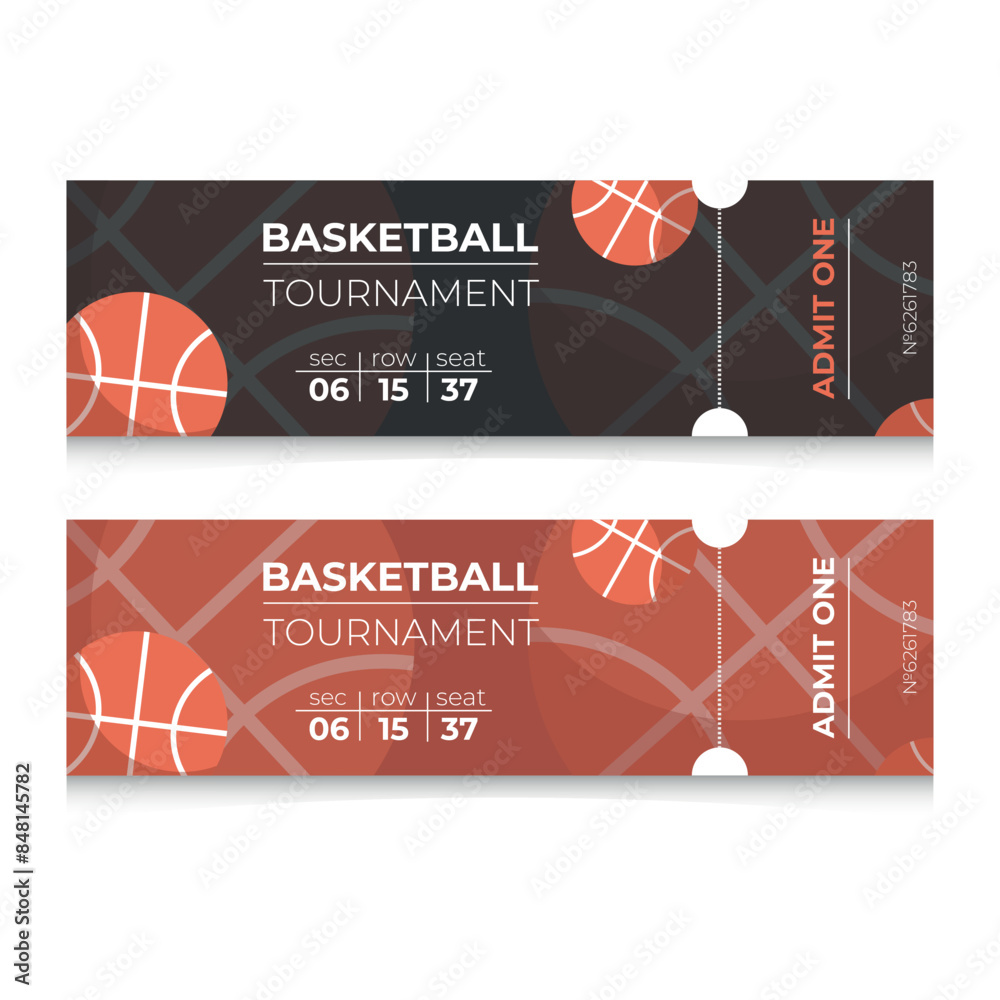 Vector Tickets isolated on white background. Basketball ticket card ...
