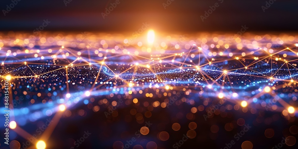 Glowing nodes network symbolizing global digital business expansion and ...