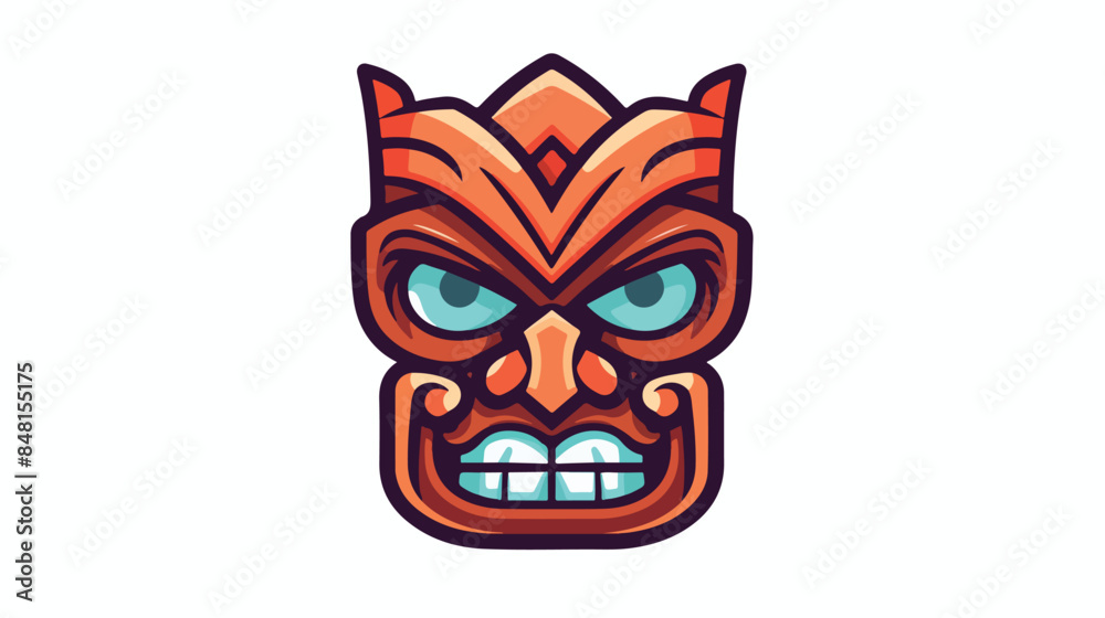 Tiki hawaiian mask outline icon. Clipart image isol Stock Vector ...