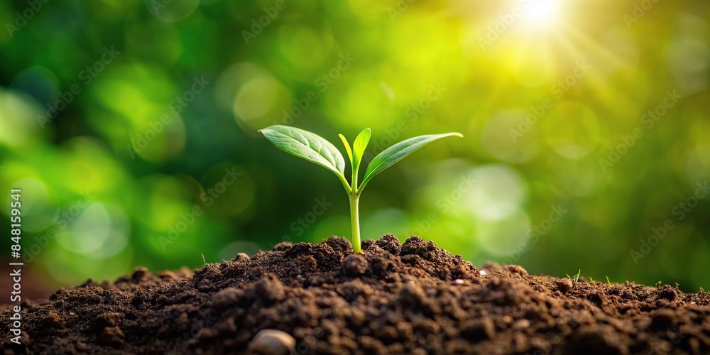 Young sprout growing in the soil, symbolizing growth, freshness, and ...