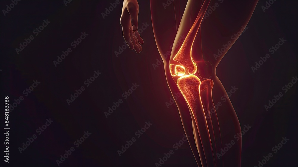 An artistic digital rendering of a human knee structure highlighting ...
