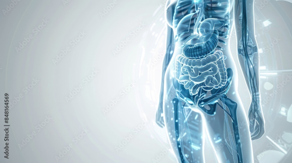 Digital visualization of the human body highlighting the internal ...
