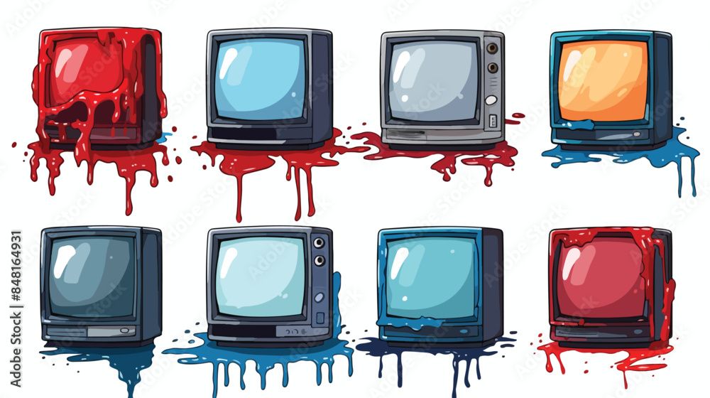 tv broken icon set. Clipart image isolated on white Stock Vector ...