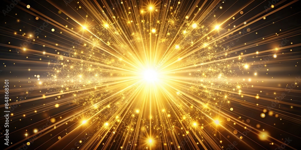 Shiny golden radial lines with sparkling particles , gold, shiny ...