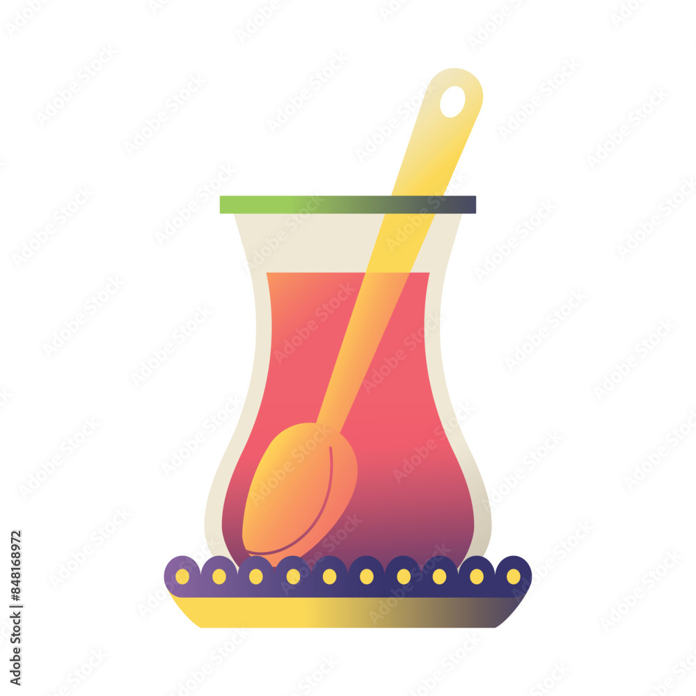 Vector Traditional Turkish Tea Cartoon Illustration Isolated Stock ...