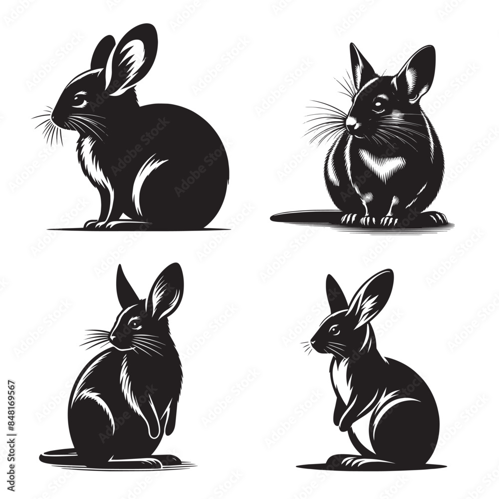 Bilby Silhouettes Set, Australian Bilby Silhouettes, Black and White ...