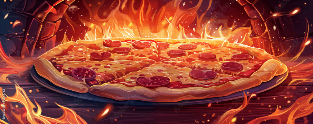 hot pizza fresh out of the oven, with melted cheese oozing out ...