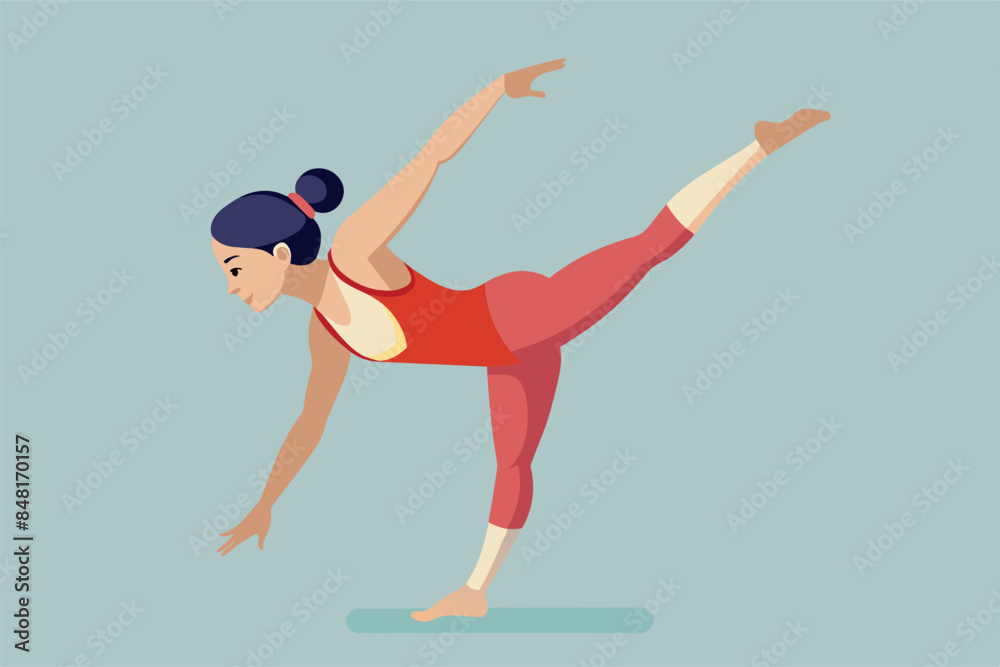 a female gymnast performing an exercise on the floor. she is in a ...