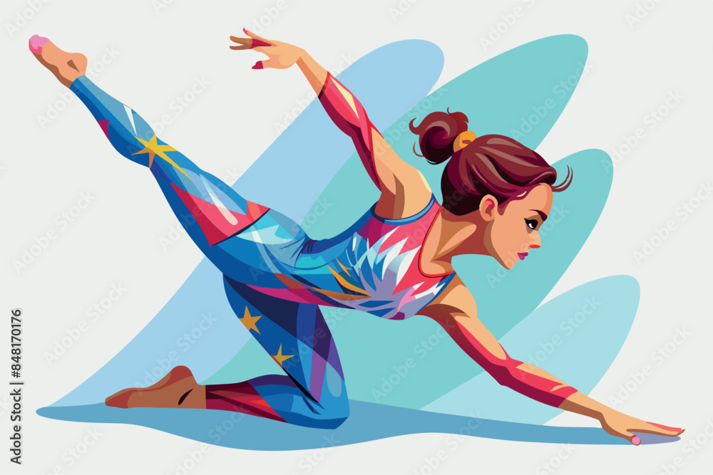 a female gymnast performing an exercise on the floor. she is in a ...