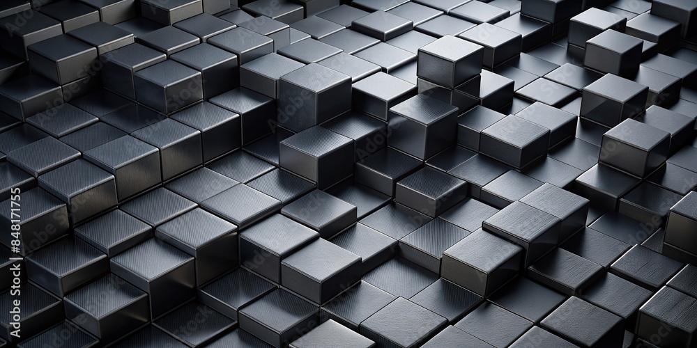 Dark urban surface background with cubic black texture construction ...