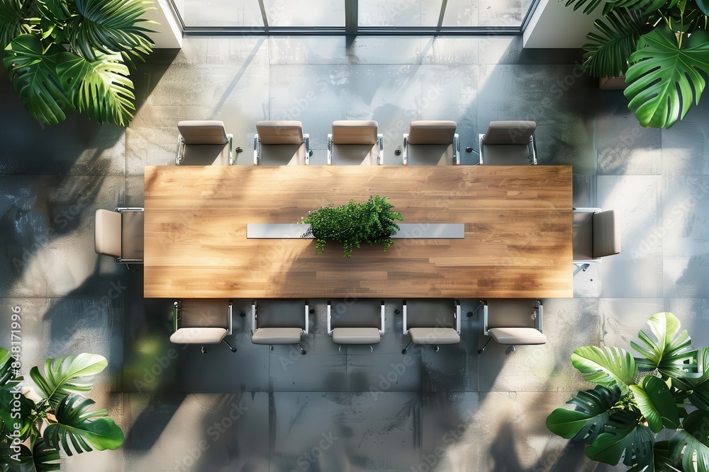 productive meeting space top view of modern conference room with long ...