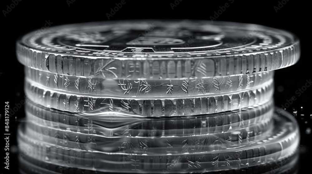 X-ray scan of a stack of coins, revealing the metal composition and any ...