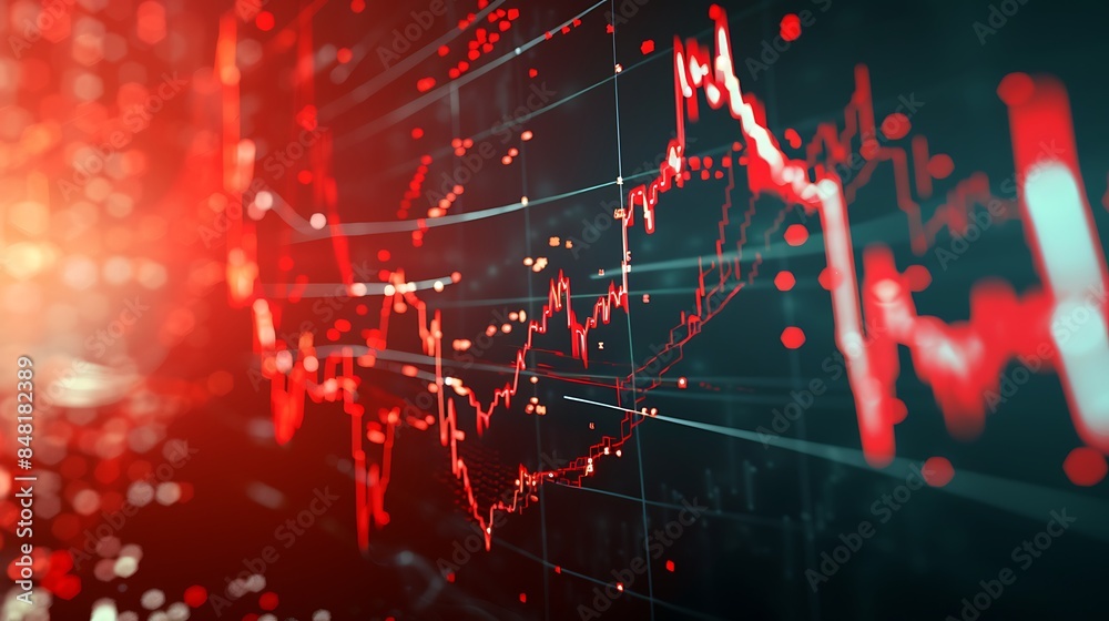 **Elegant stock market crash graph with downward trend highlighted in ...