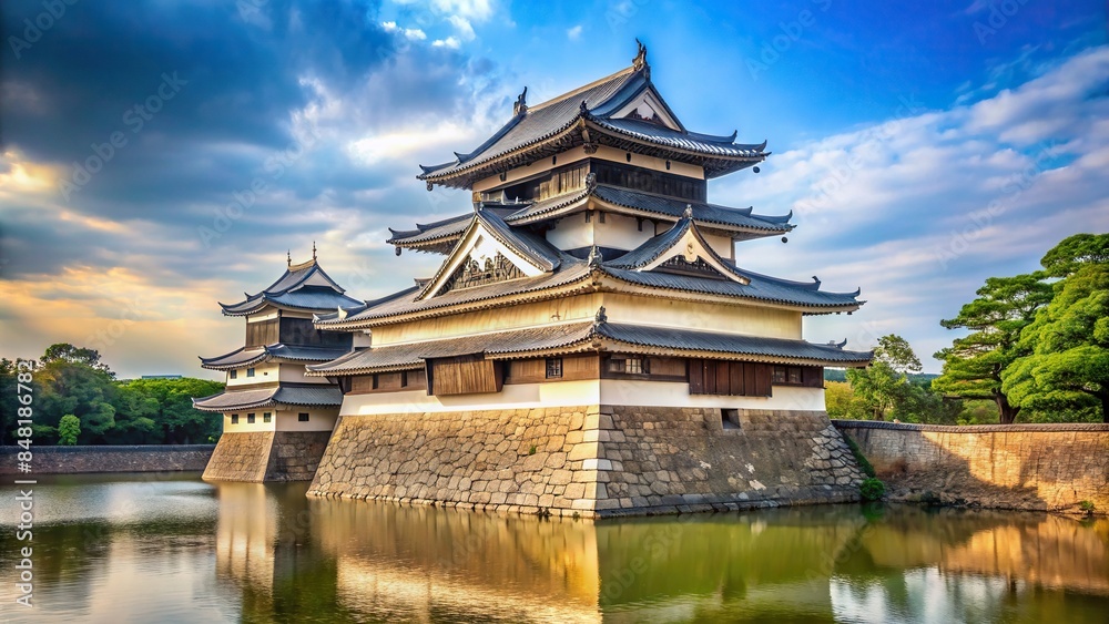 Ancient stronghold with traditional Japanese architecture in the ...