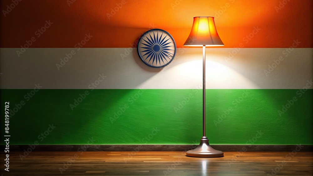 Lamp background in Indian flag colors with copy space, lamp, background ...
