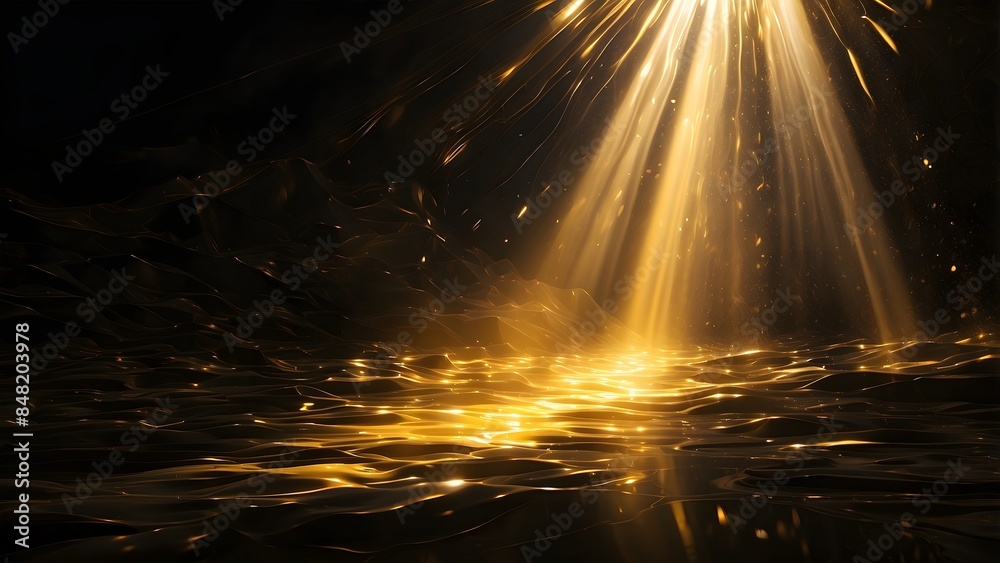 Golden Rays of Light on Black Canvas, Light Scattering Golden Rays on ...