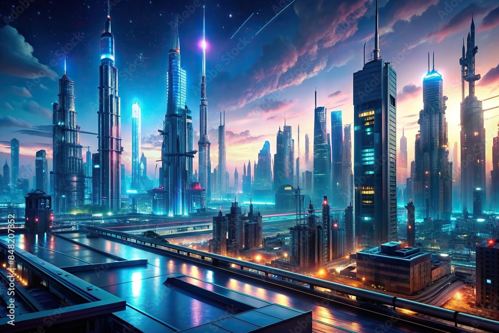 Futuristic Cyberpunk Night Cityscape HDRI Environment Map, cyberpunk ...