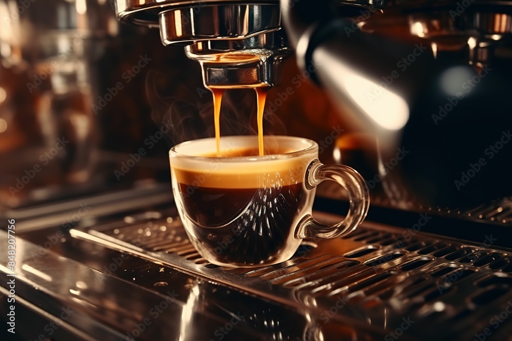 Coffee machine is extracting coffee liquid, the extraction process of ...