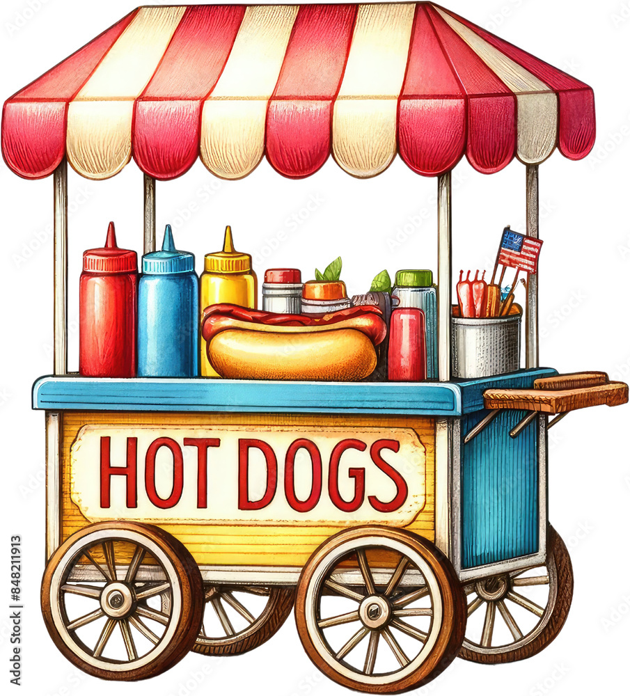 Watercolor Hot Dog Clipart for National Hot Dog Day. Fun and Whimsical ...