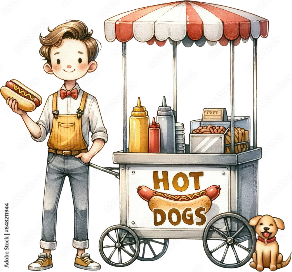Watercolor Hot Dog Clipart for National Hot Dog Day. Fun and Whimsical ...