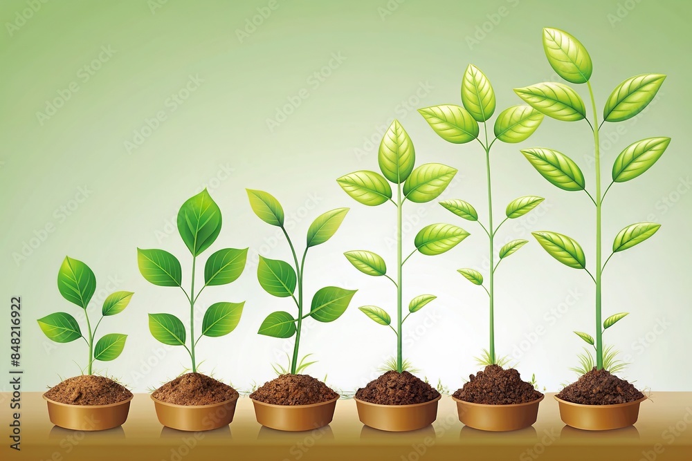 Leafy growth diagram chart with various stages of plant development ...