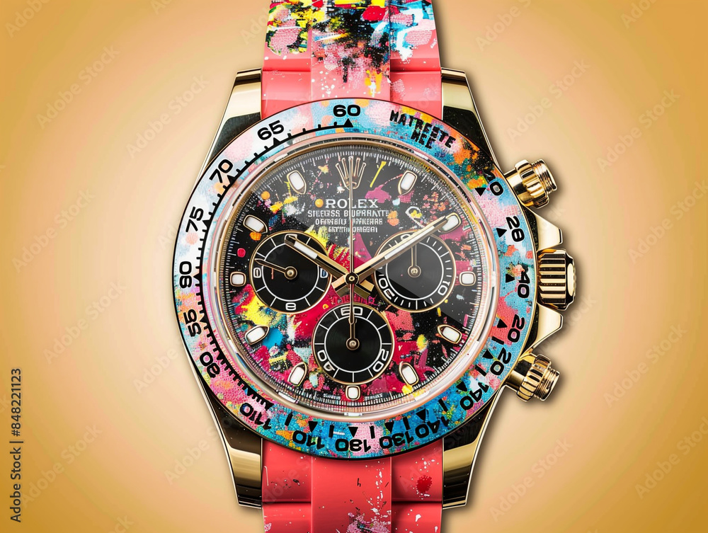 Rolex watch painted with graffiti - A spraypainted luxury gold watch ...
