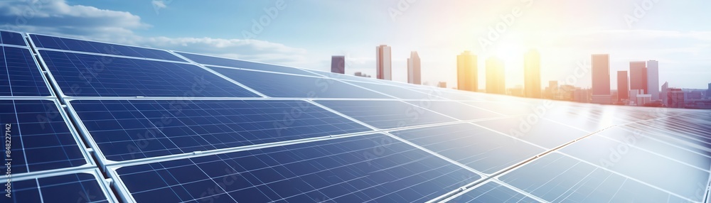 Solar panel installation on a rooftop, close up, sustainable energy ...