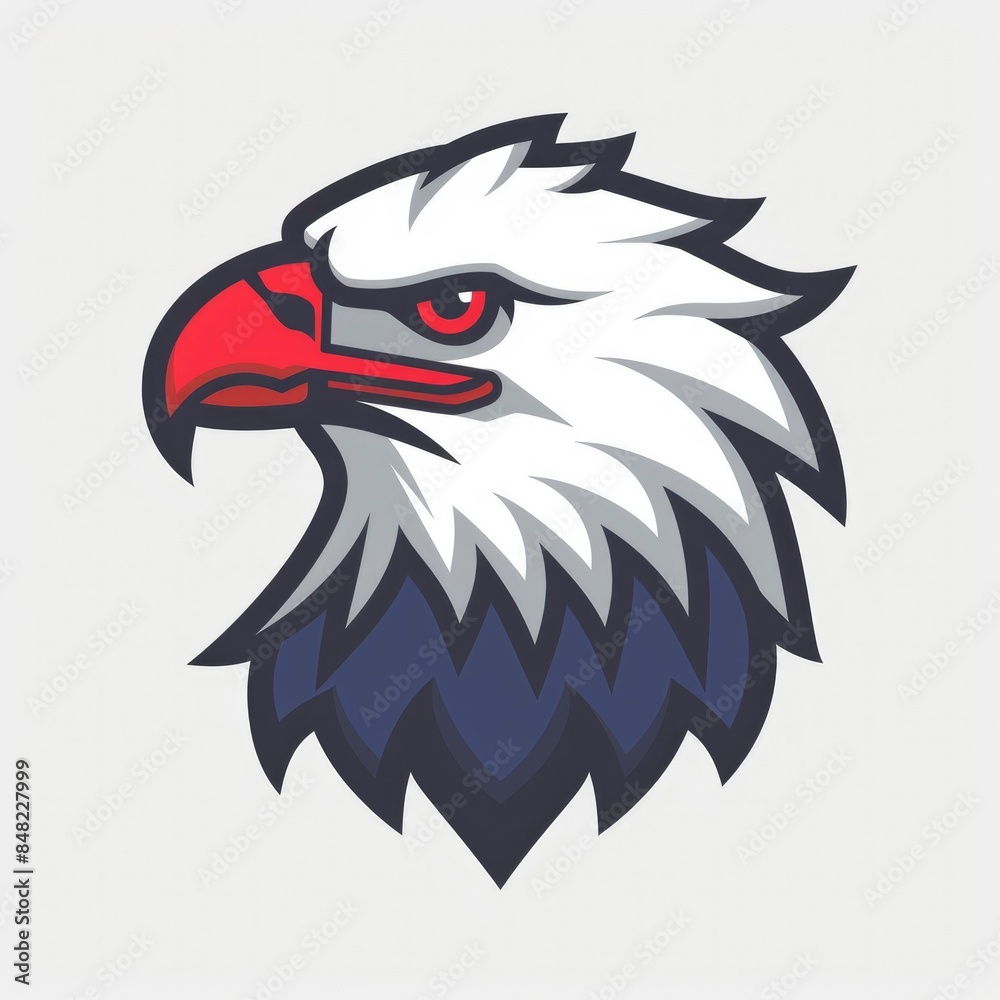 Bald Eagle with Red, White, and Blue, American Flag Banner with Stars ...