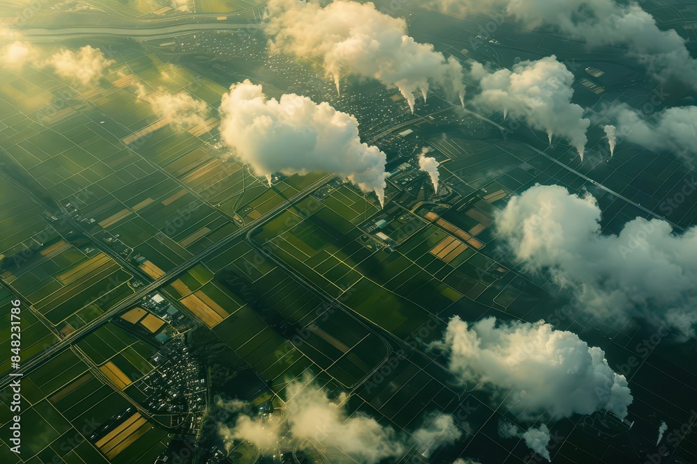 Methane Emissions for greenhouse effect from top view, potent ...