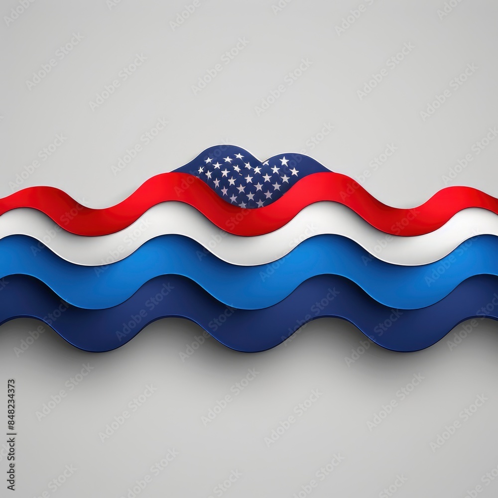 Fourth of July Banner with Stars and Stripes isolated on transparent ...