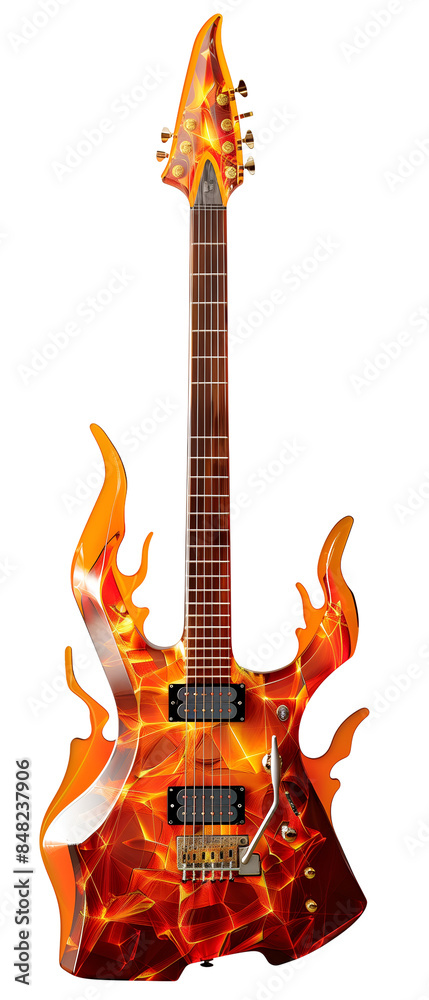 Futuristic a electric guitar concept inspired by fire rowel , 5 lines ...