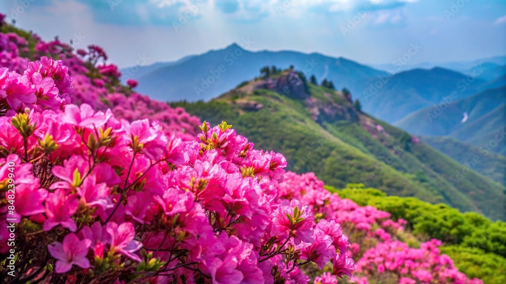 Pink royal azalea blossoms on Hwangmaesan HD background desktop ...